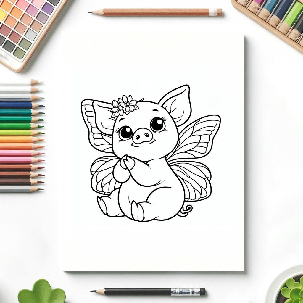 40 Cute Pig Coloring Pages for Kids. Kawaii Animals Coloring Pages ...