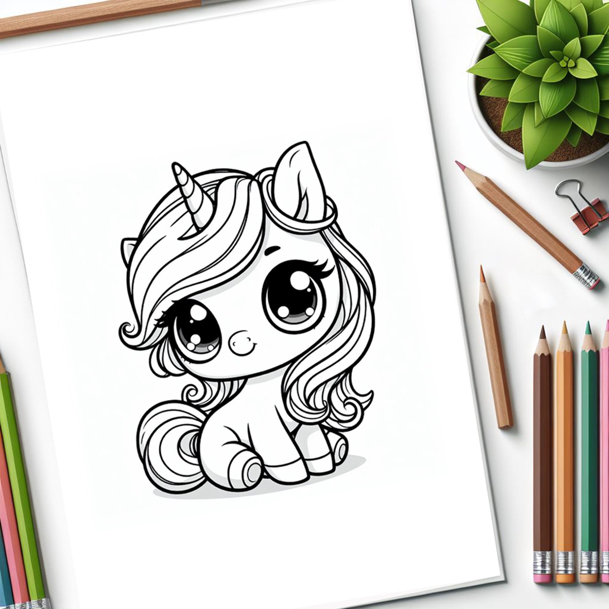 50 Cute Unicorn Coloring Pages for Kids. Kawaii Unicorn Coloring Pages ...