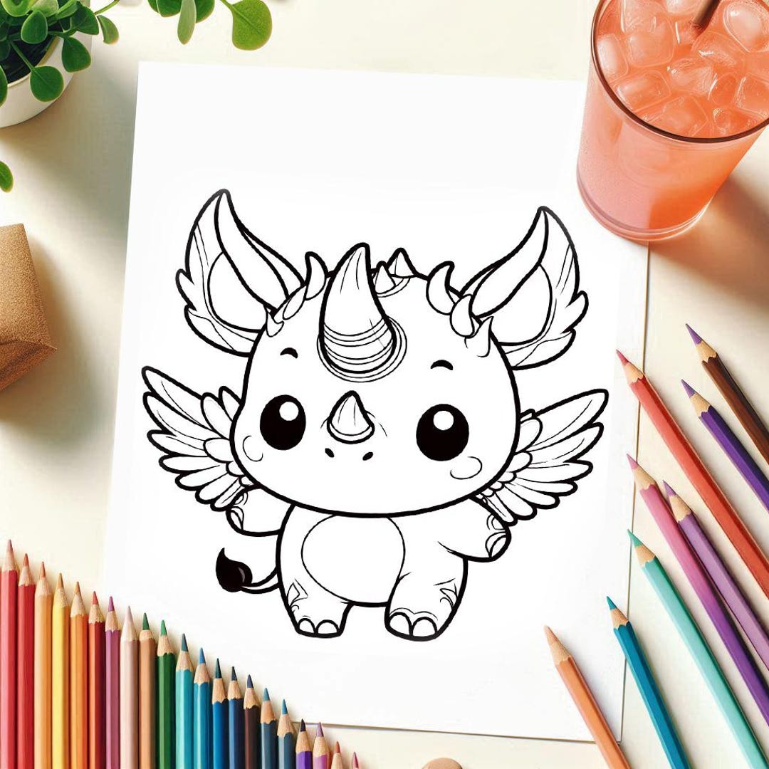 Set of 20 Fantasy Animal Coloring Pages Easy Coloring Page Printable ...