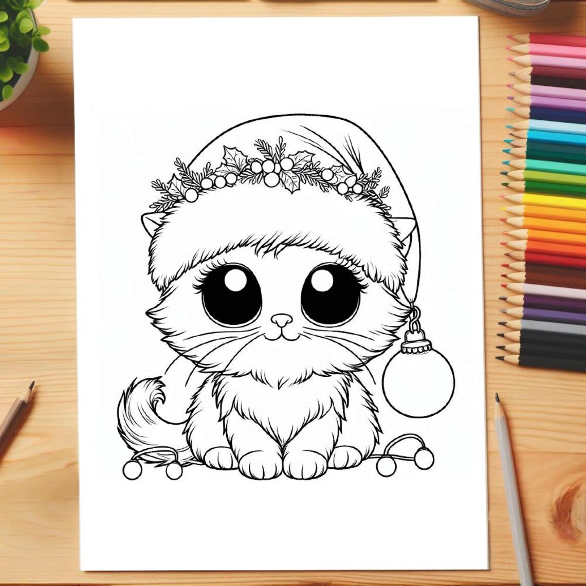 Set of 50 Cats Coloring Pages. Easy Coloring. Printable Cat Coloring ...