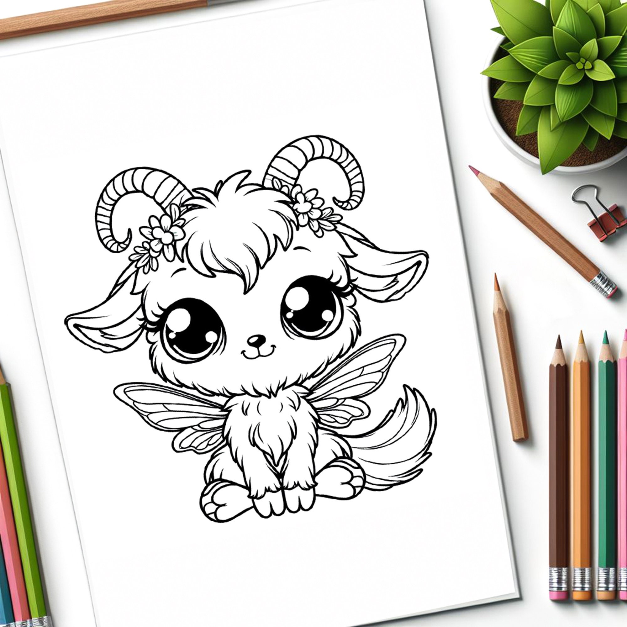 Set of 50 Coloring Pages With Fantastic Animals. Easy Coloring Page to ...