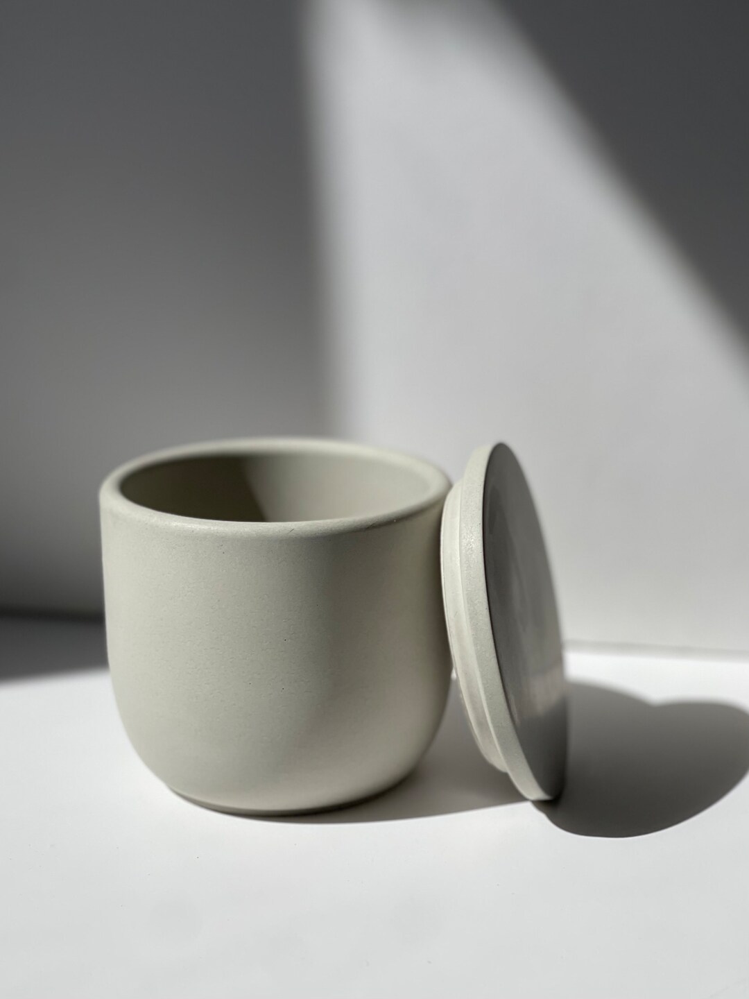 Round Smooth Cement Jar With Lid | 14oz | Organization Jar | Handmade ...