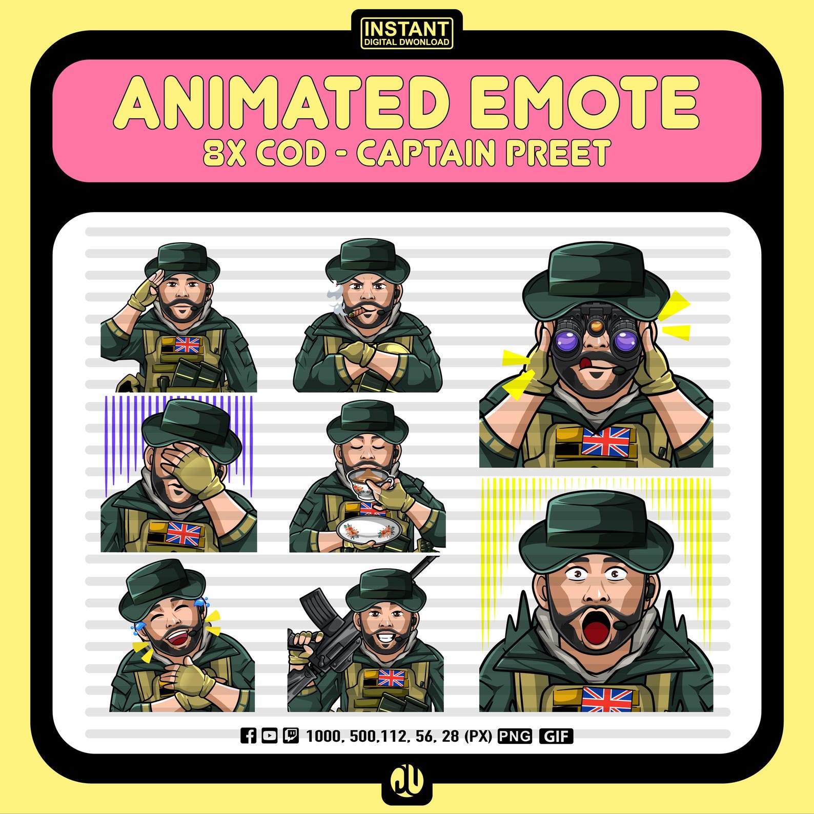 8x Tactical FPS Gamer Animated Emote Pack | Military Meme Gifs for ...