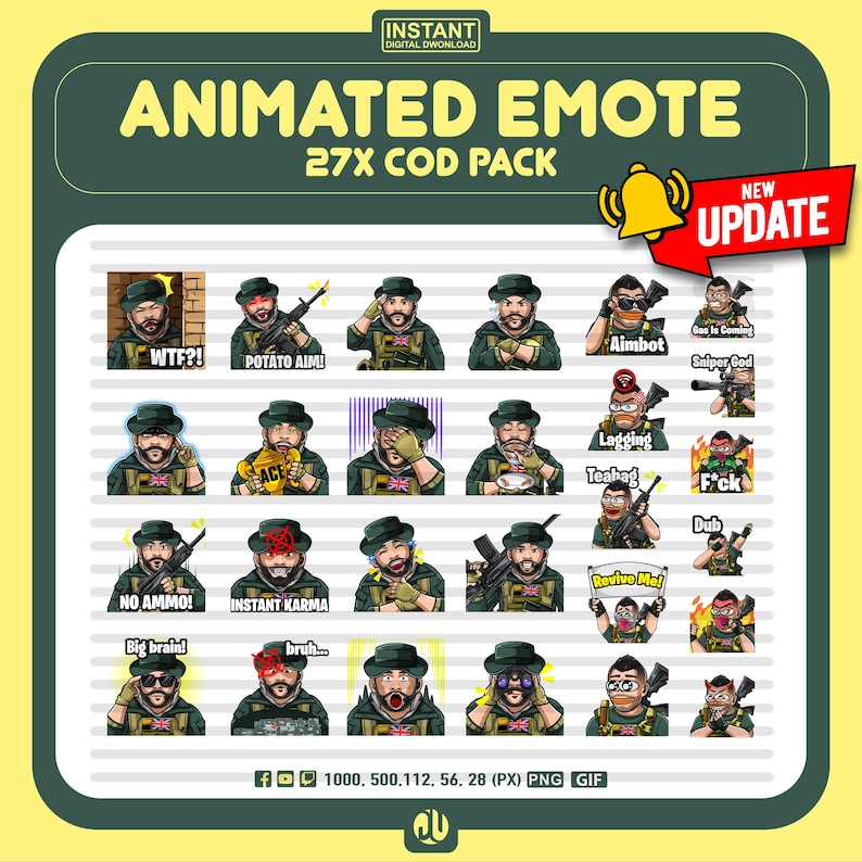 27x Tactical Gamer Animated Emotes: Military Meme Gifs (digital ...