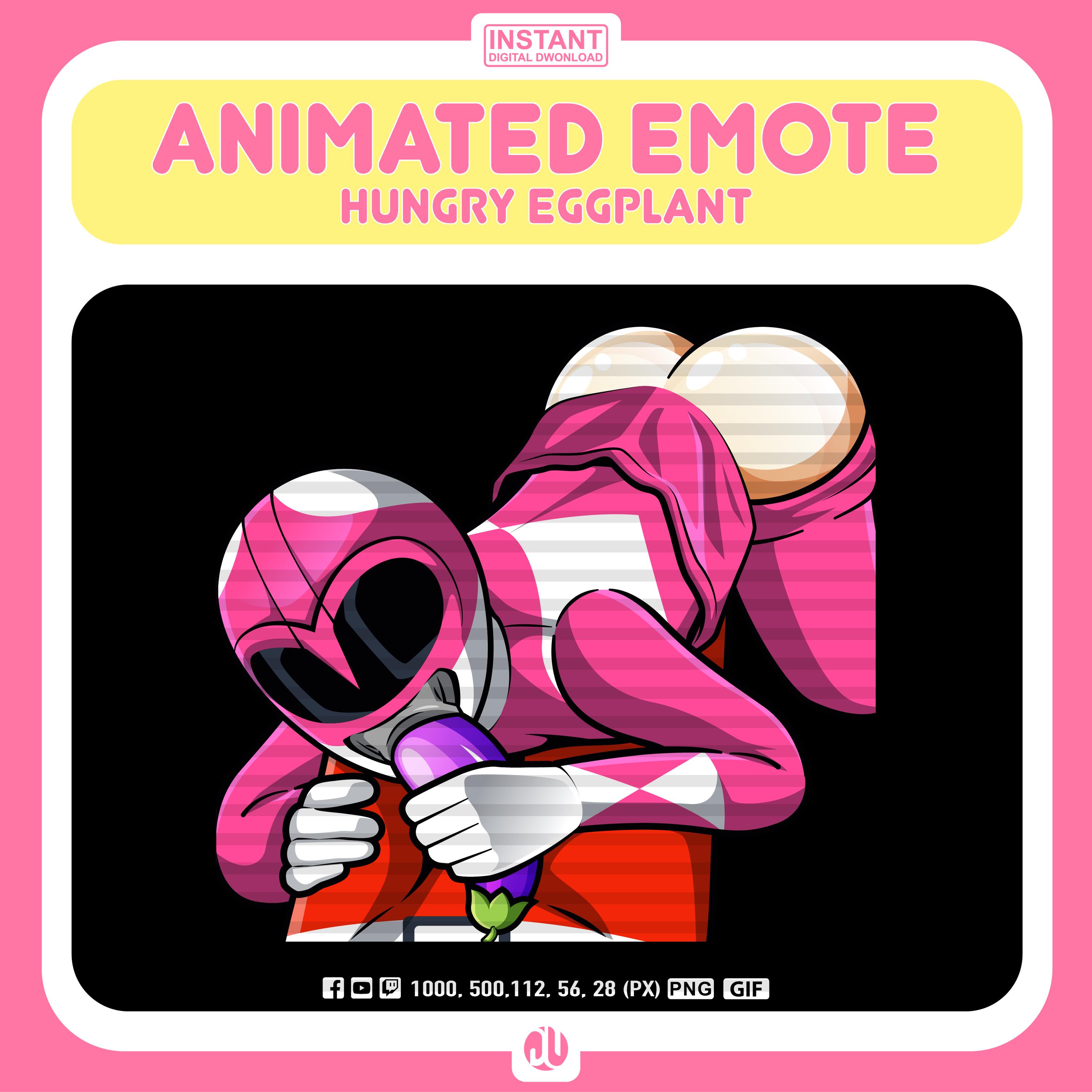 Power Ranger Pink Hungry Eggplant Animated Emote | Funny Meme GIF for ...