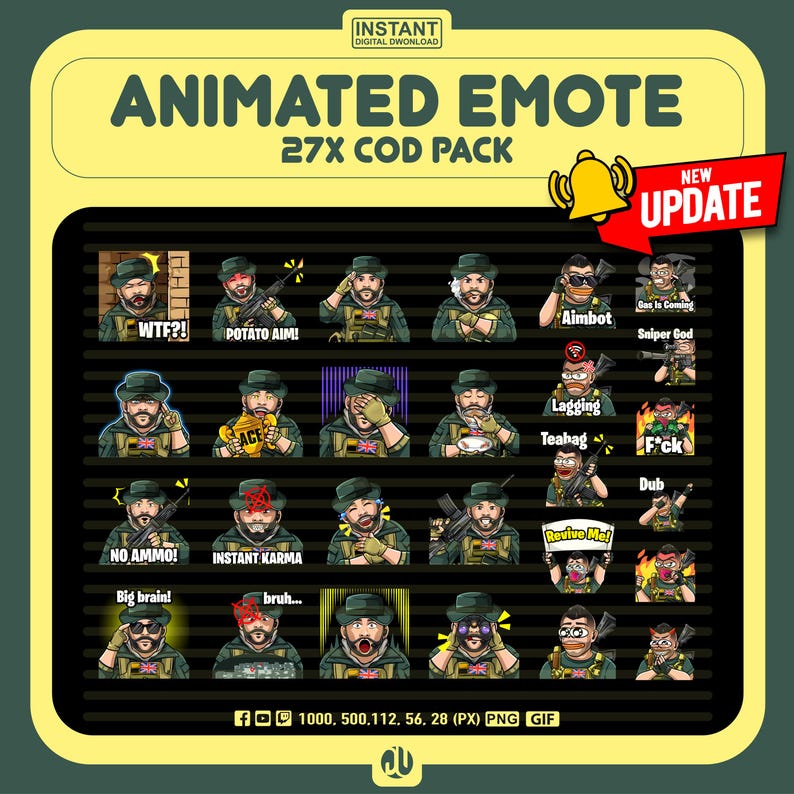 27x Tactical FPS Gamer Animated Emote Pack | Military Meme Gifs for ...