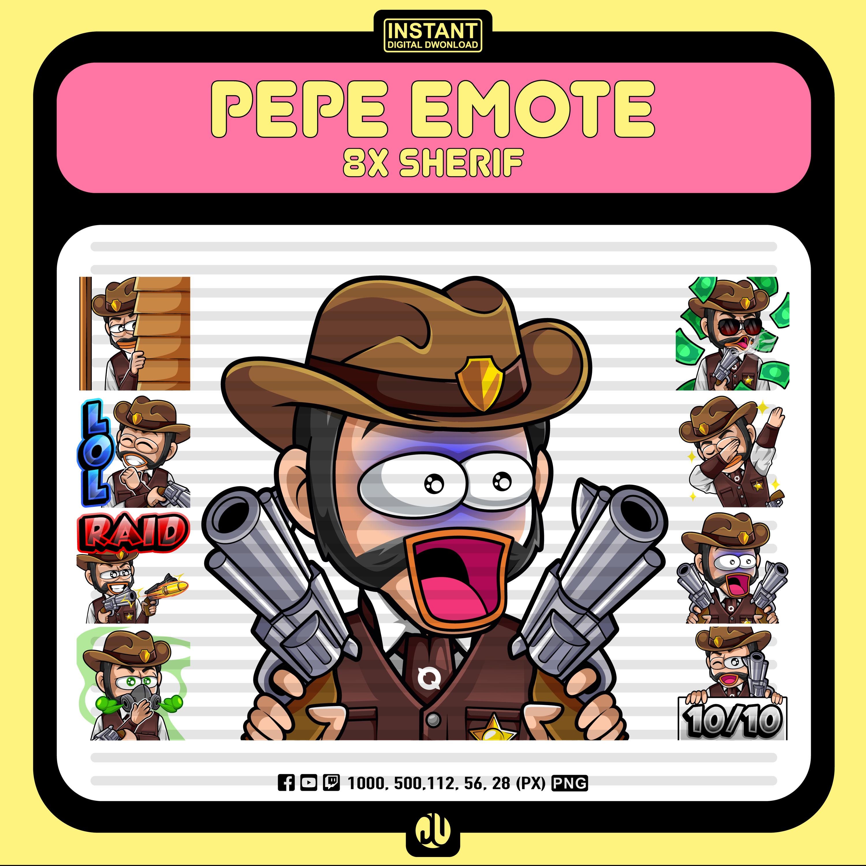 8x Sheriff Pepe Emote Pack | Western Meme Twitch & Discord Emotes ...
