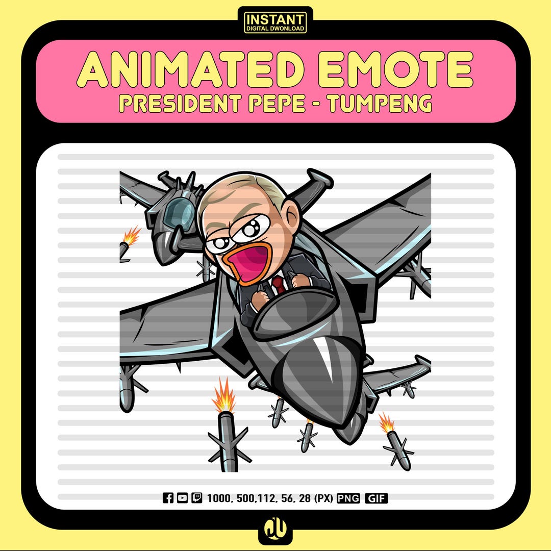 War Fighter Plane Pepe Animated Emote: Funny Meme GIF (digital Download ...