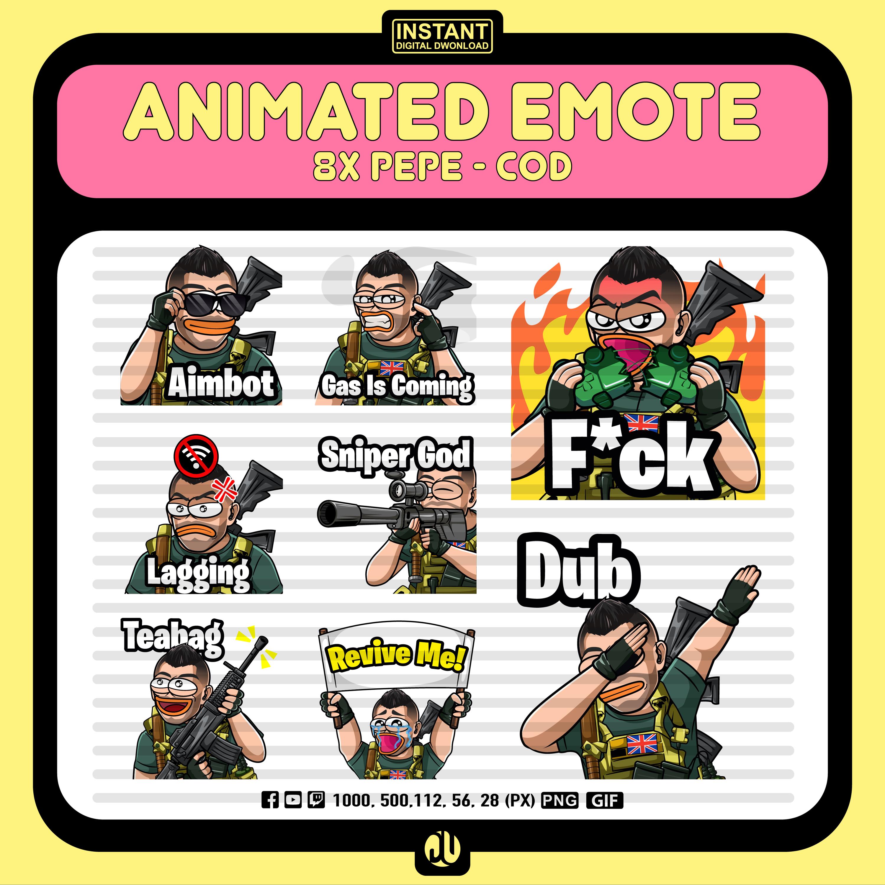 8x FPS Gamer Animated Emote Pack | Tactical Meme Emotes for Twitch ...