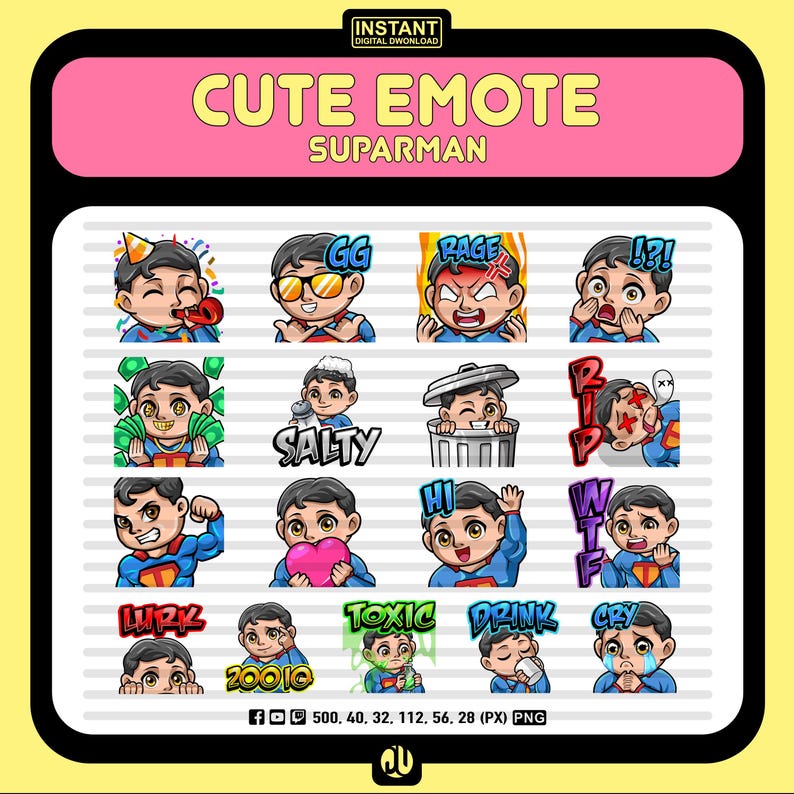 17x Super-powered Hero Emote | Flying Champion Emote for Twitch ...