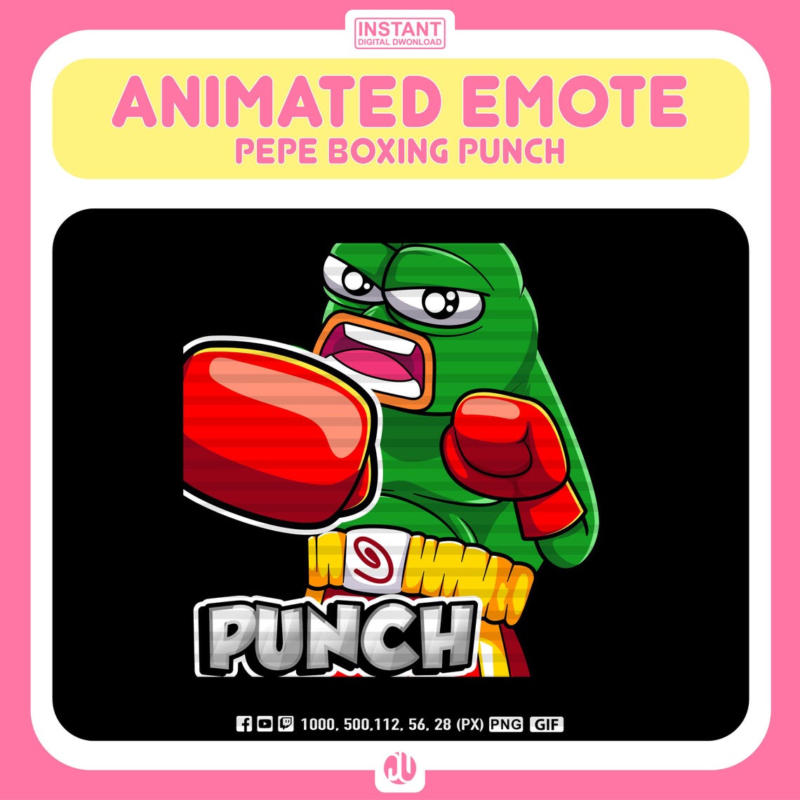 Pepe Boxing Punch Animated Emote: Twitch Discord GIF (digital Download ...