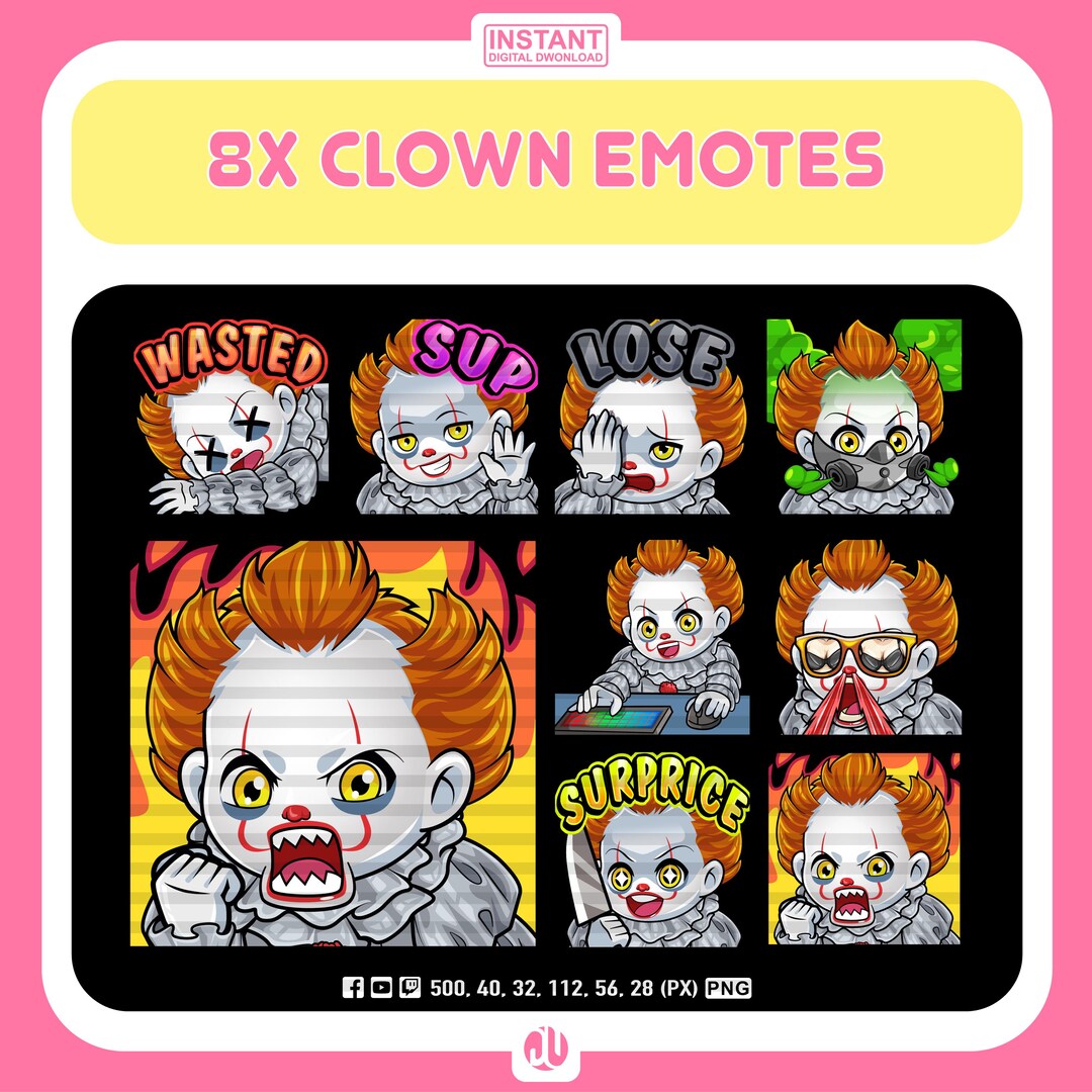 8x Clown Meme Emotes: Twitch, Discord, Youtube (digital Download) - Etsy