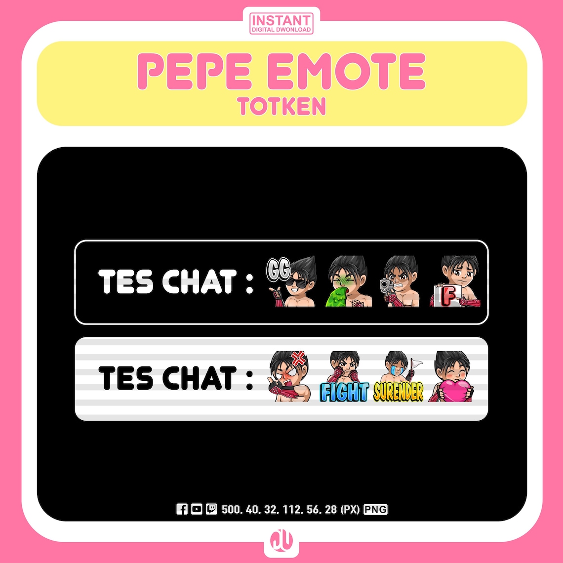 Fighting Game Warrior Emotes: Twitch, Discord, Youtube (digital ...