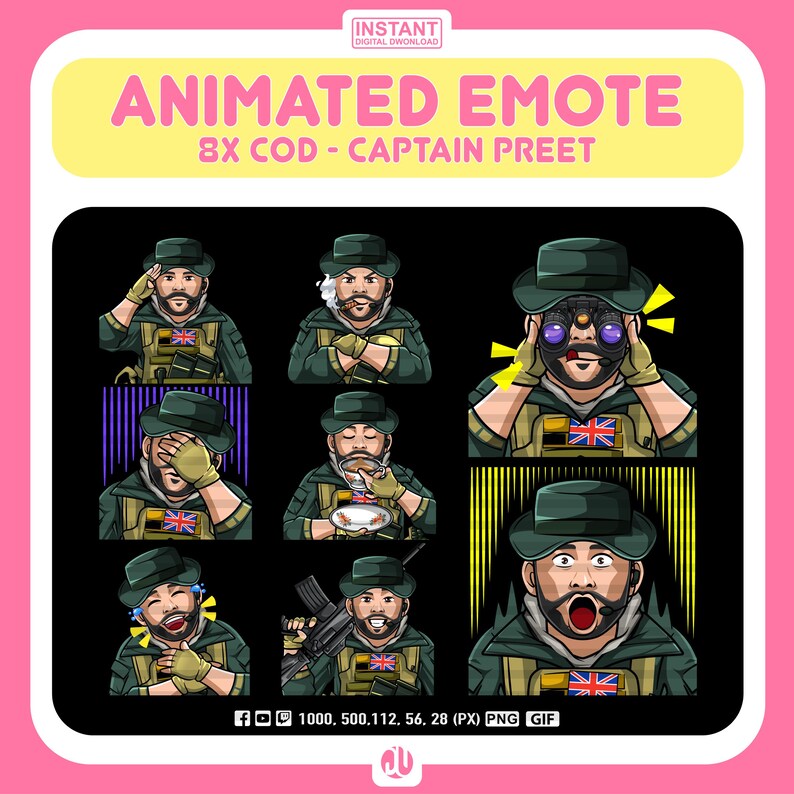 8x Tactical FPS Gamer Animated Emote Pack | Military Meme Gifs for ...