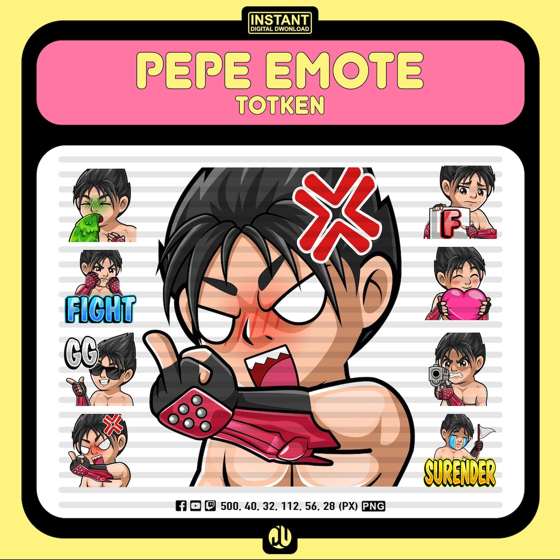 Fighting Game Warrior Emotes: Twitch, Discord, Youtube (digital ...