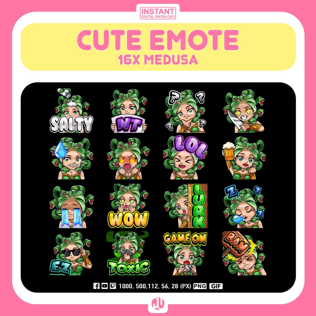 16x Mythical Snake Queen Animated Emote – Medusa-inspired GIF for ...