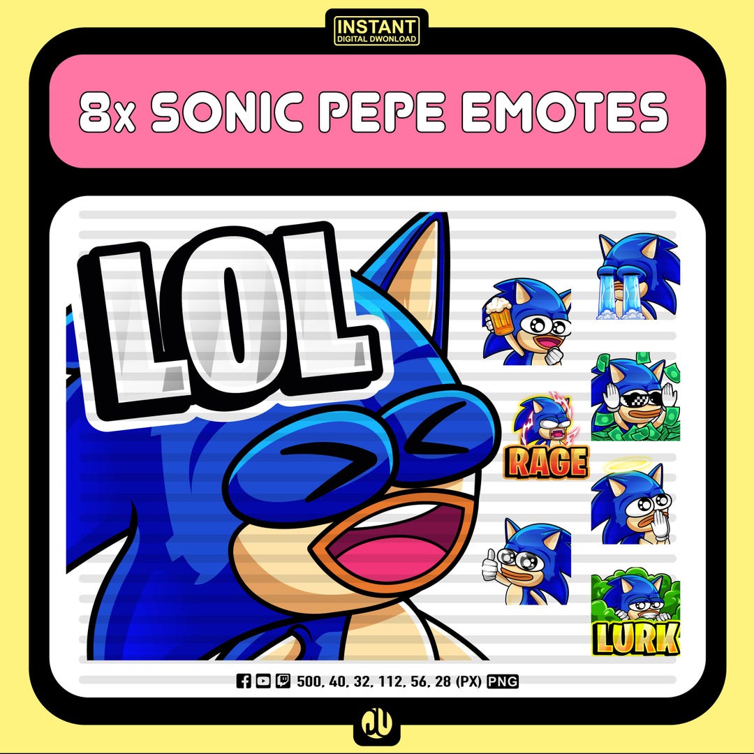 Sonic Pepe Emotes: Gaming Streamer Emotes (digital Download) - Etsy