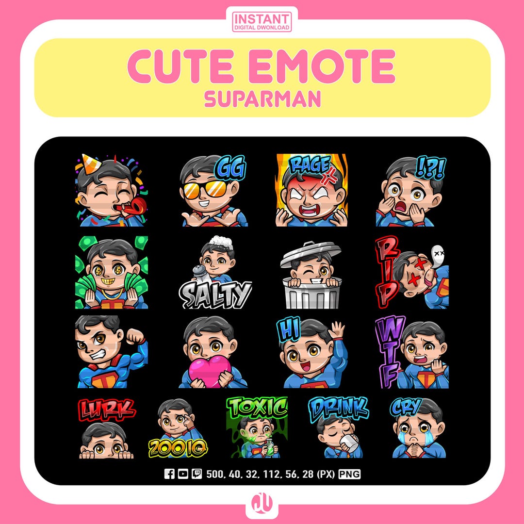 17x Super-powered Hero Emote Flying Champion Emote for Twitch & Discord ...