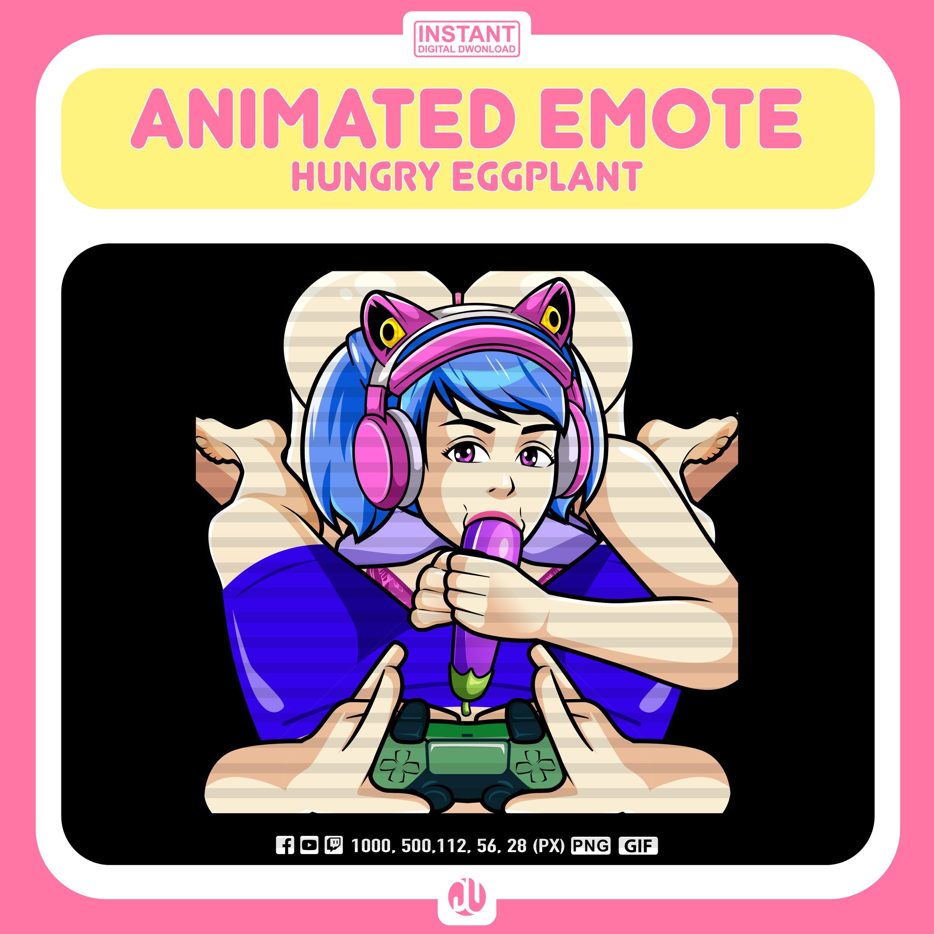 Gamer Girl - Goofy Eggplant Animated Emote | Funny Meme GIF for Twitch ...