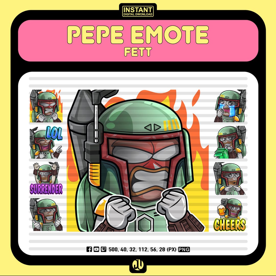 Pepe Fett Emote | Green Mandalorian Warrior, Twitch Discord Animated ...