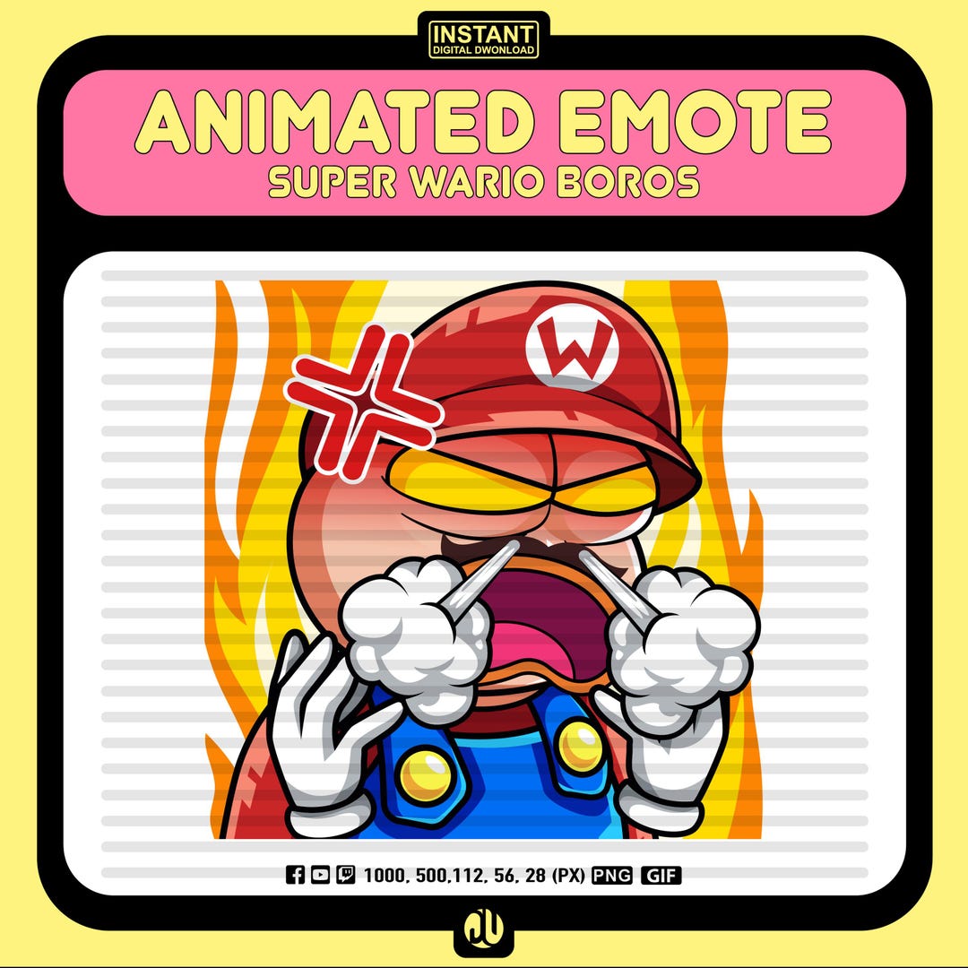 Wario Rage Animated Emote: Retro Gaming Twitch (GIF & PNG) - Etsy