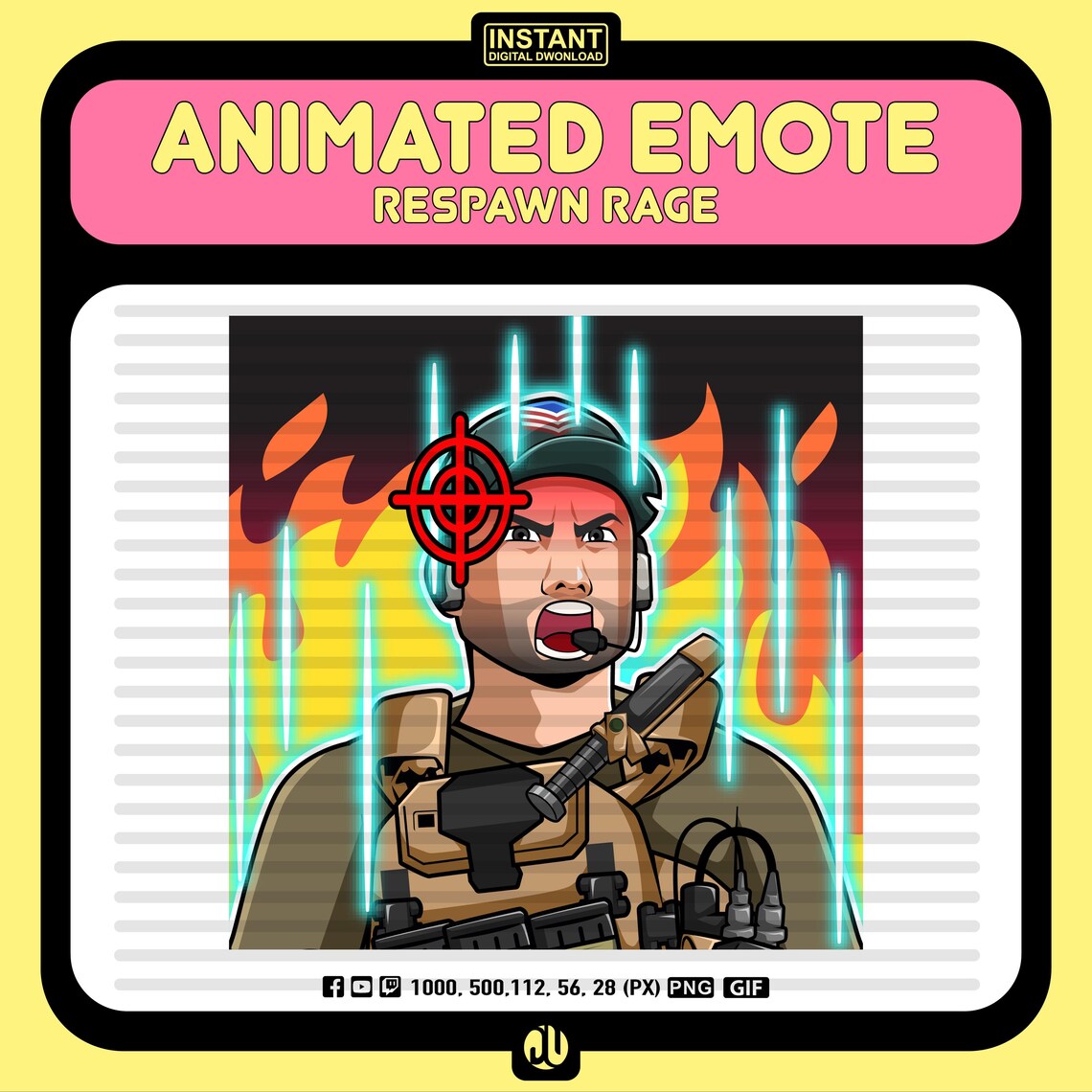 Tactical FPS Gamer Animated Emotes: Military Meme Gifs (digital ...