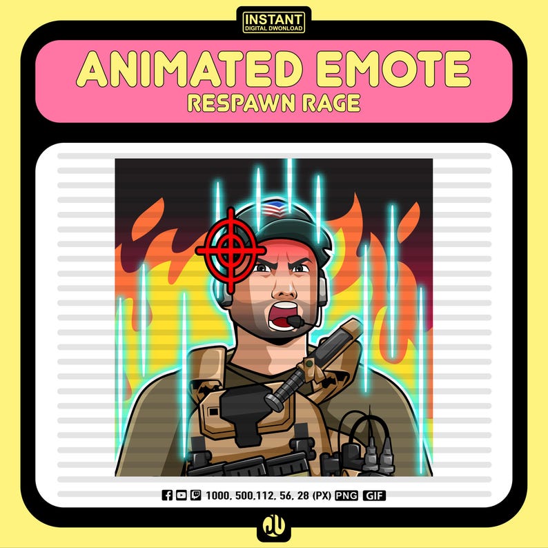 Tactical FPS Gamer Animated Emotes: Military Meme Gifs (digital ...