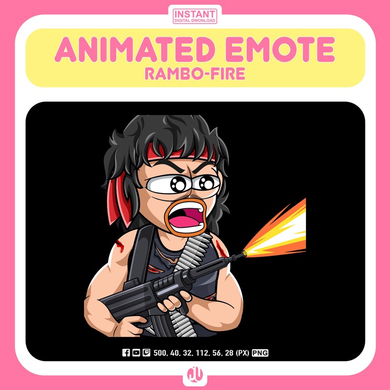 Animated Combat Veteran Emote: Rambo Fire (GIF & PNG) - Etsy