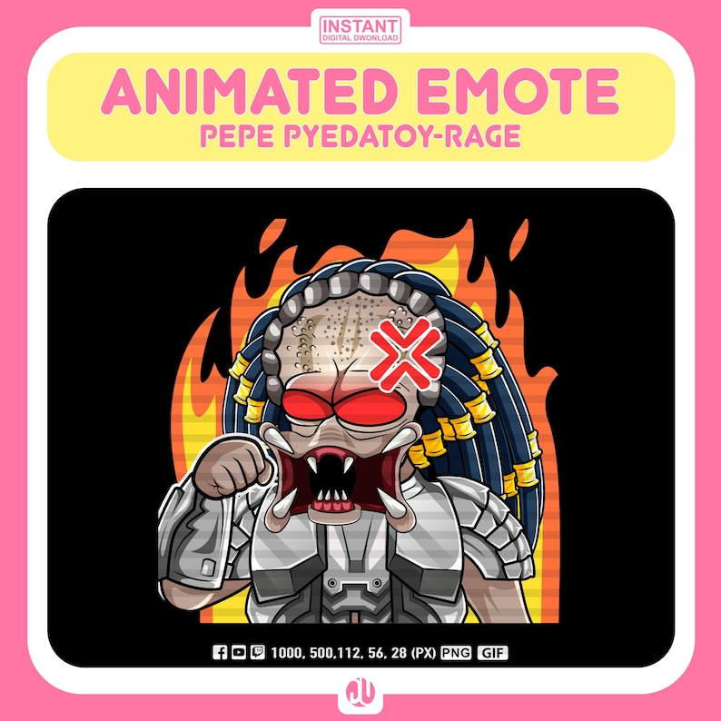 Sci-fi Predator Rage Pepe Animated Emote | Twitch & Discord Animated ...