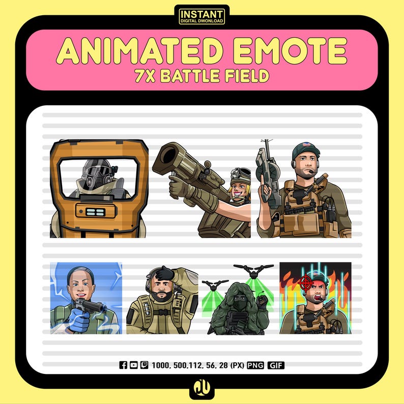 7x Tactical FPS Gamer Animated Emote Pack | Military Meme Gifs for ...