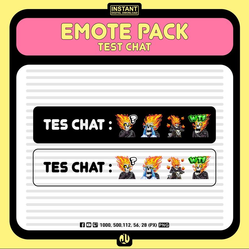 8x Flaming Skull Twitch Emote Pack – Fire & Biker-themed Emotes for ...