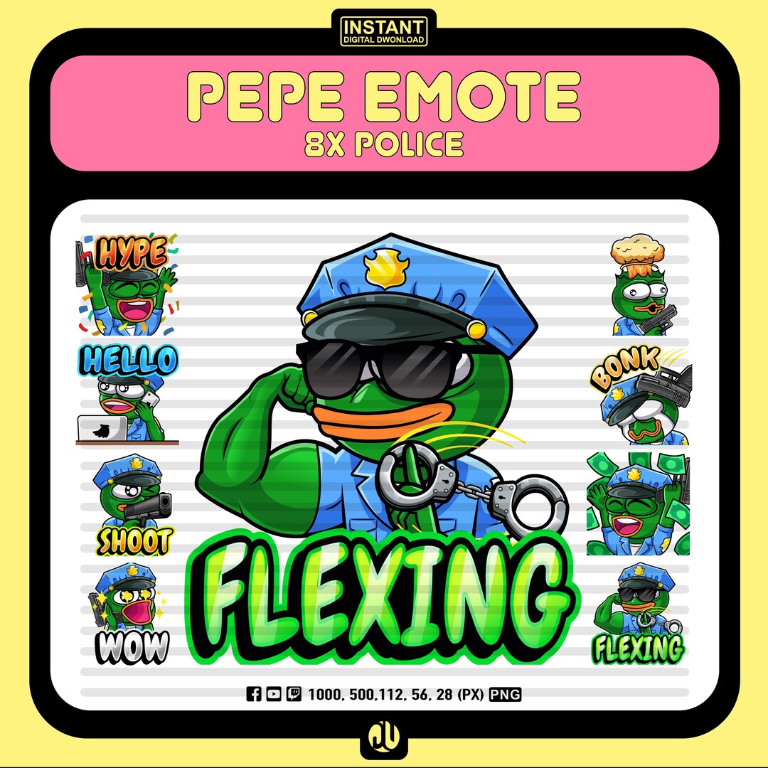 8x Police Pepe Emote Pack | Meme Twitch & Discord Emotes | Digital ...
