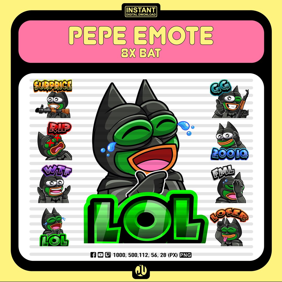 8x Dark Knight Pepe Emote Pack | Superhero Meme Emotes for Twitch ...