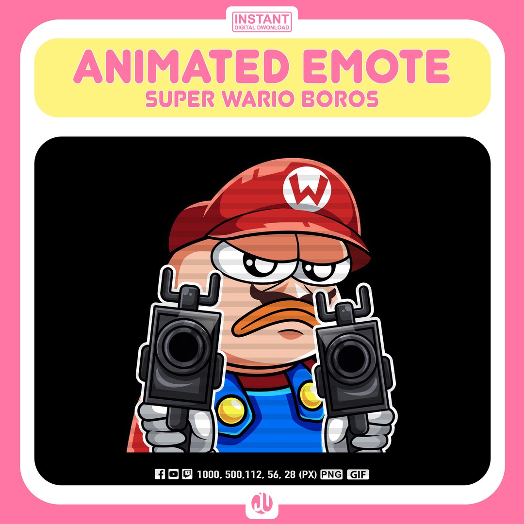 Wario Inspired Animated Emote | Shoot | Retro Gaming | Level up ...