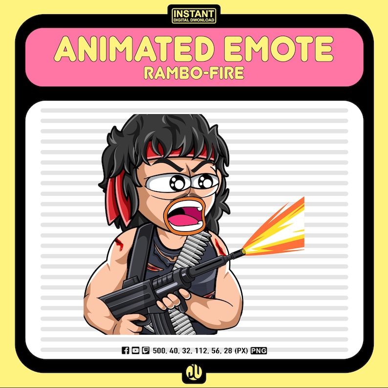 Animated Combat Veteran Emote: Rambo Fire (GIF & PNG) - Etsy