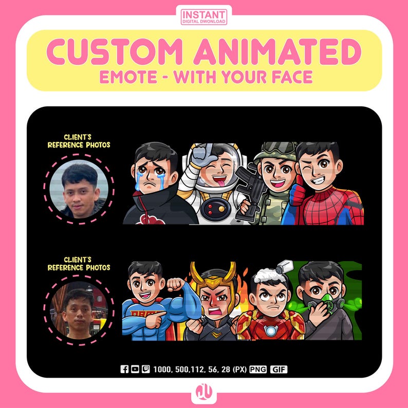 Custom Animated Emote Using Your Face & Character - Digital GIF ...