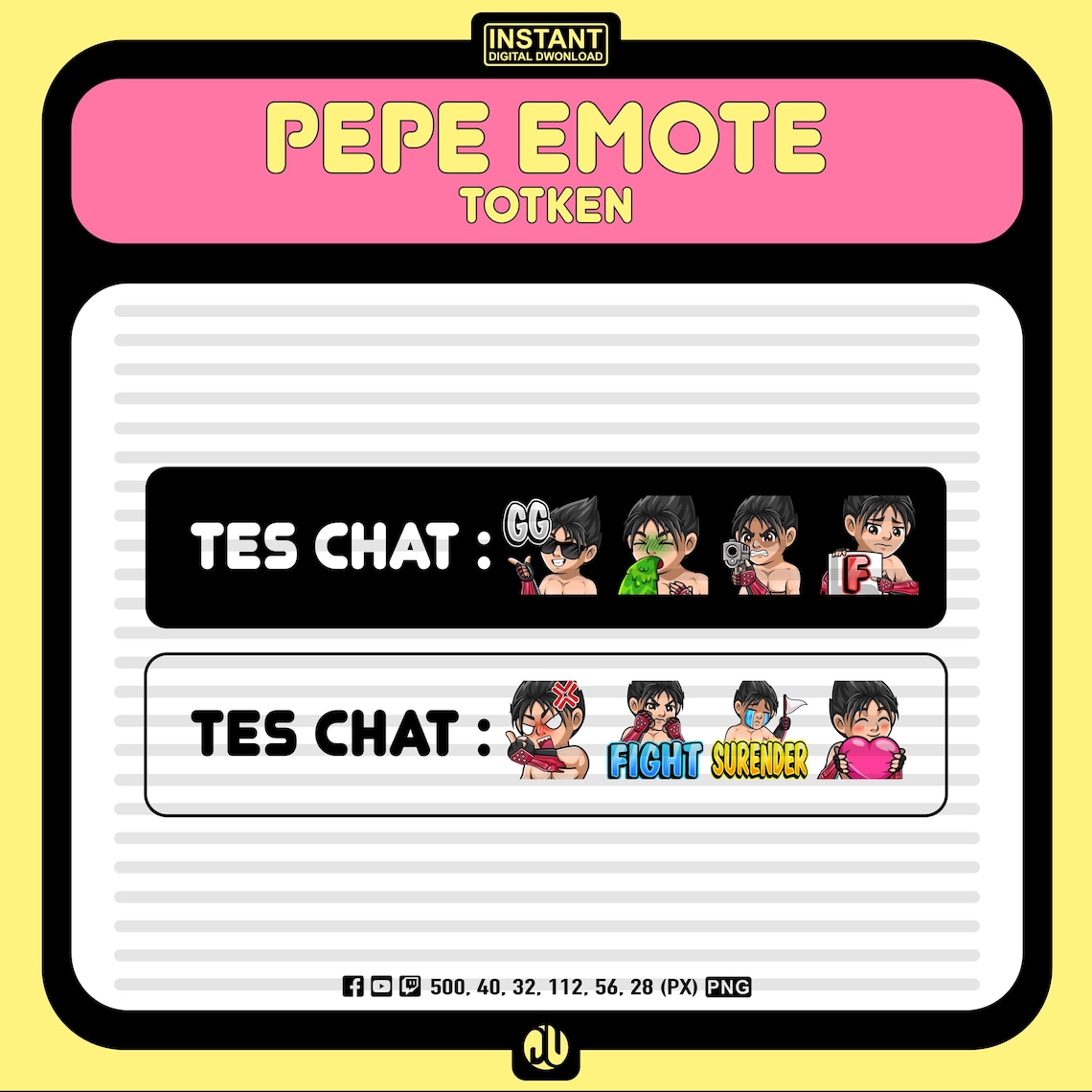 Fighting Game Warrior Emotes: Twitch, Discord, Youtube (digital ...