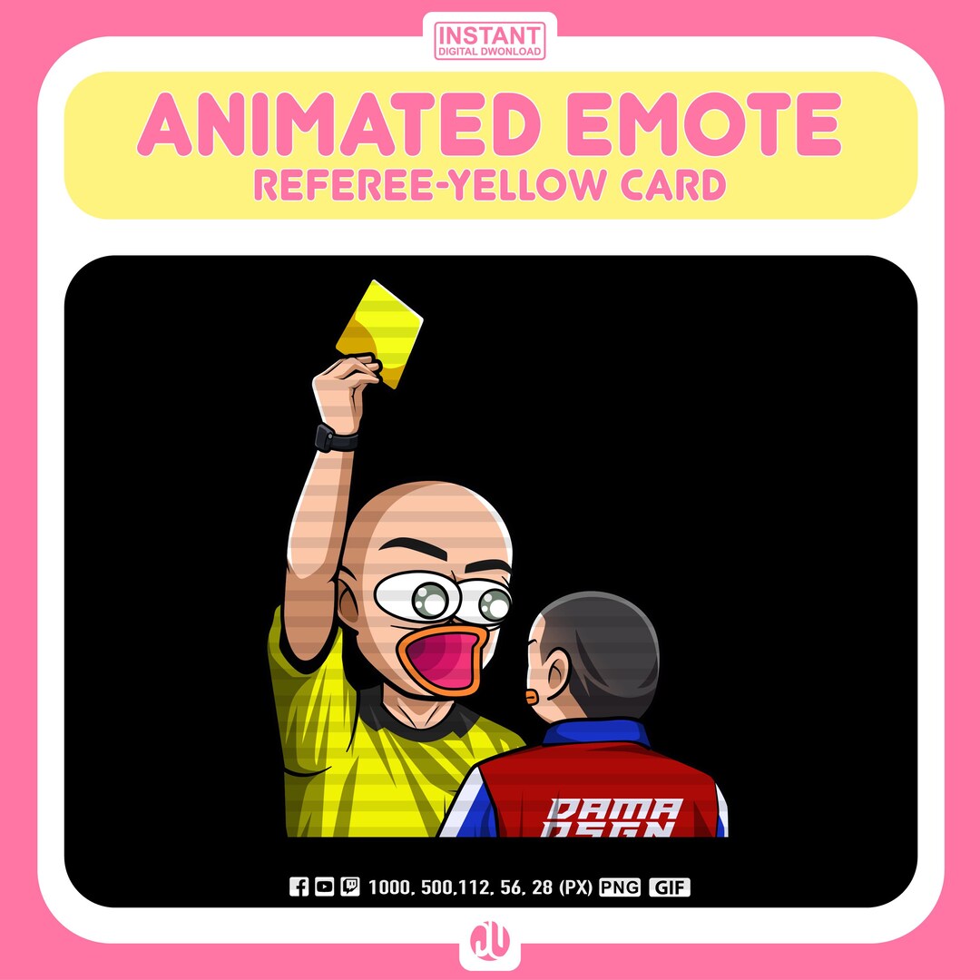 Yellow Card Pepe Referee Animated Emote: Twitch & Discord (digital ...