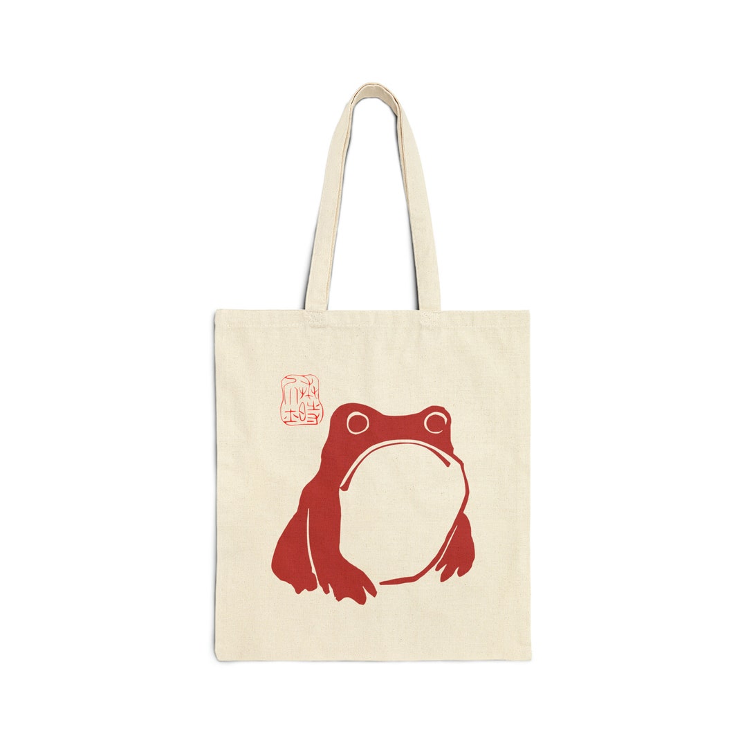 Japanese Frog Tote Bag, Red, Matsumoto Hoji Tote Bag, Japanese Art Tote ...