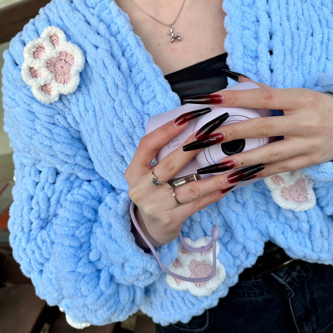 Folklore Inspired Animal Print Chunky Cardigan Crochet Aesthetic ...