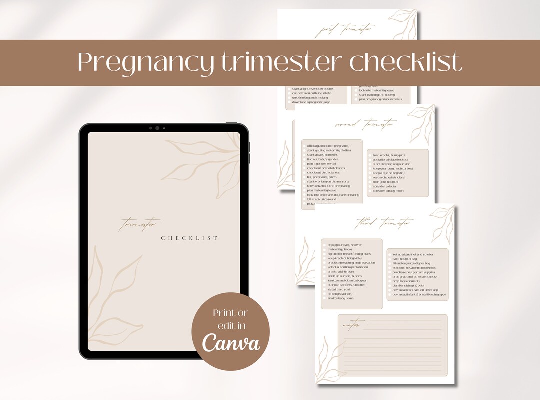Pregnancy Trimester Checklist Printable, Pregnancy Planner Checklist ...
