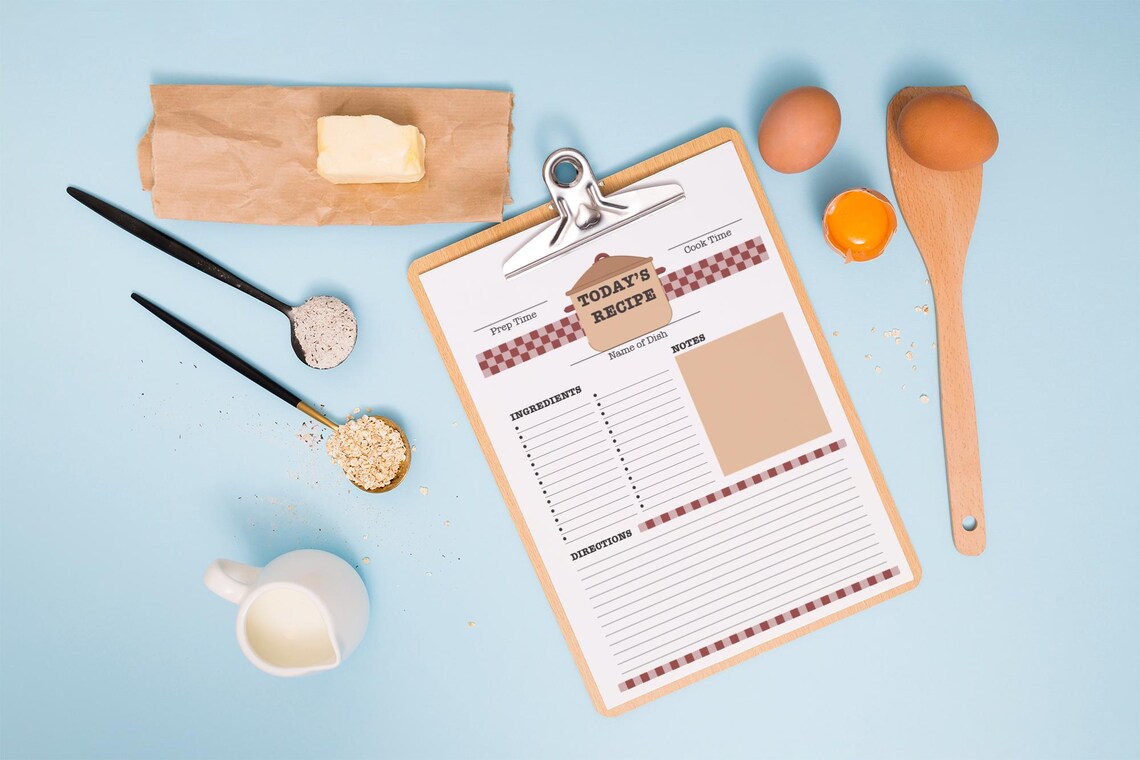 Digital Recipe Note Pad Printable PDF Instant Download Meal Planner ...