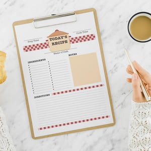 Digital Recipe Note Pad Printable PDF Instant Download Meal Planner ...