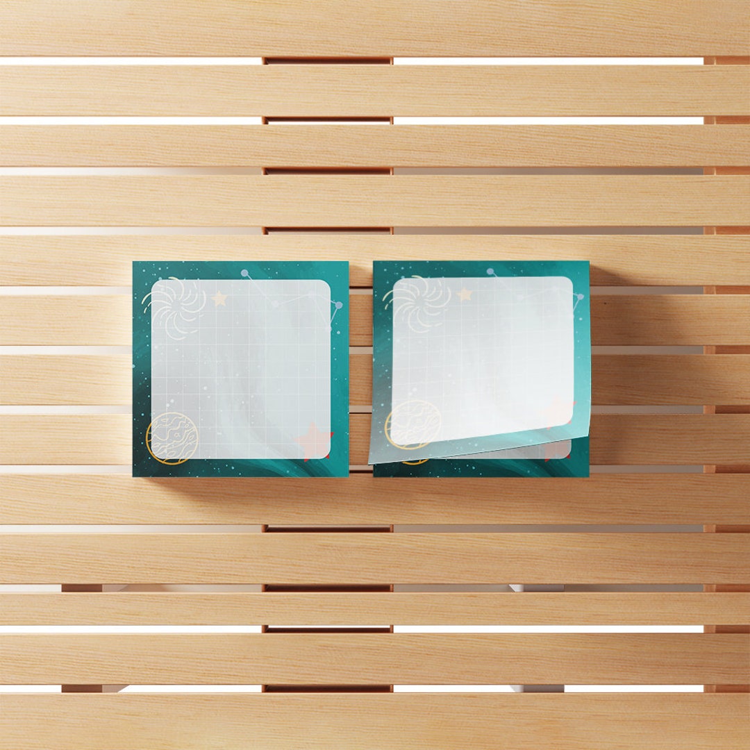 Galaxy Theme Sticky Notes With Green Milkyway Stars and Constellations ...