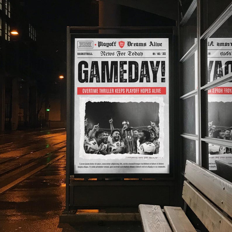 Football Gameday Newspaper Style A3 Poster Canva Template, Editable ...