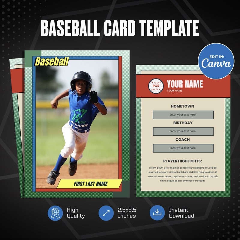Baseball Card Template - Etsy