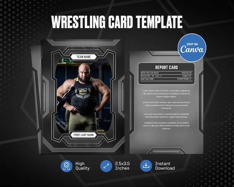 Wrestling Trading Card Canva Template, Create Your Own Customizable ...