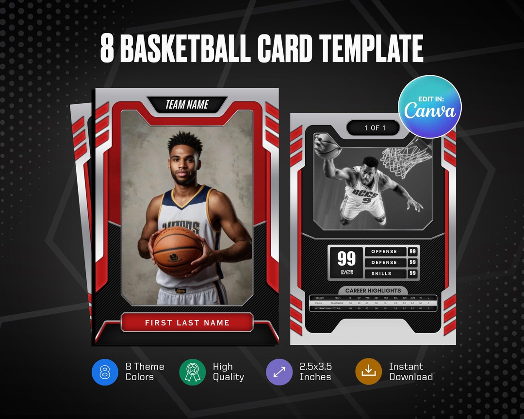 Basketball Card Canva Template, Create Your Own Customizable Sports ...