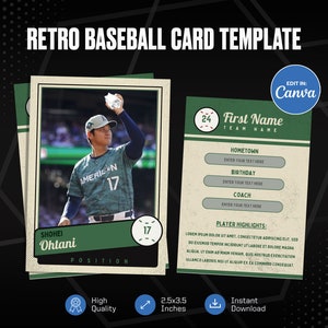 Retro Baseball Card Canva Template, Create Your Own Customizable Sports ...
