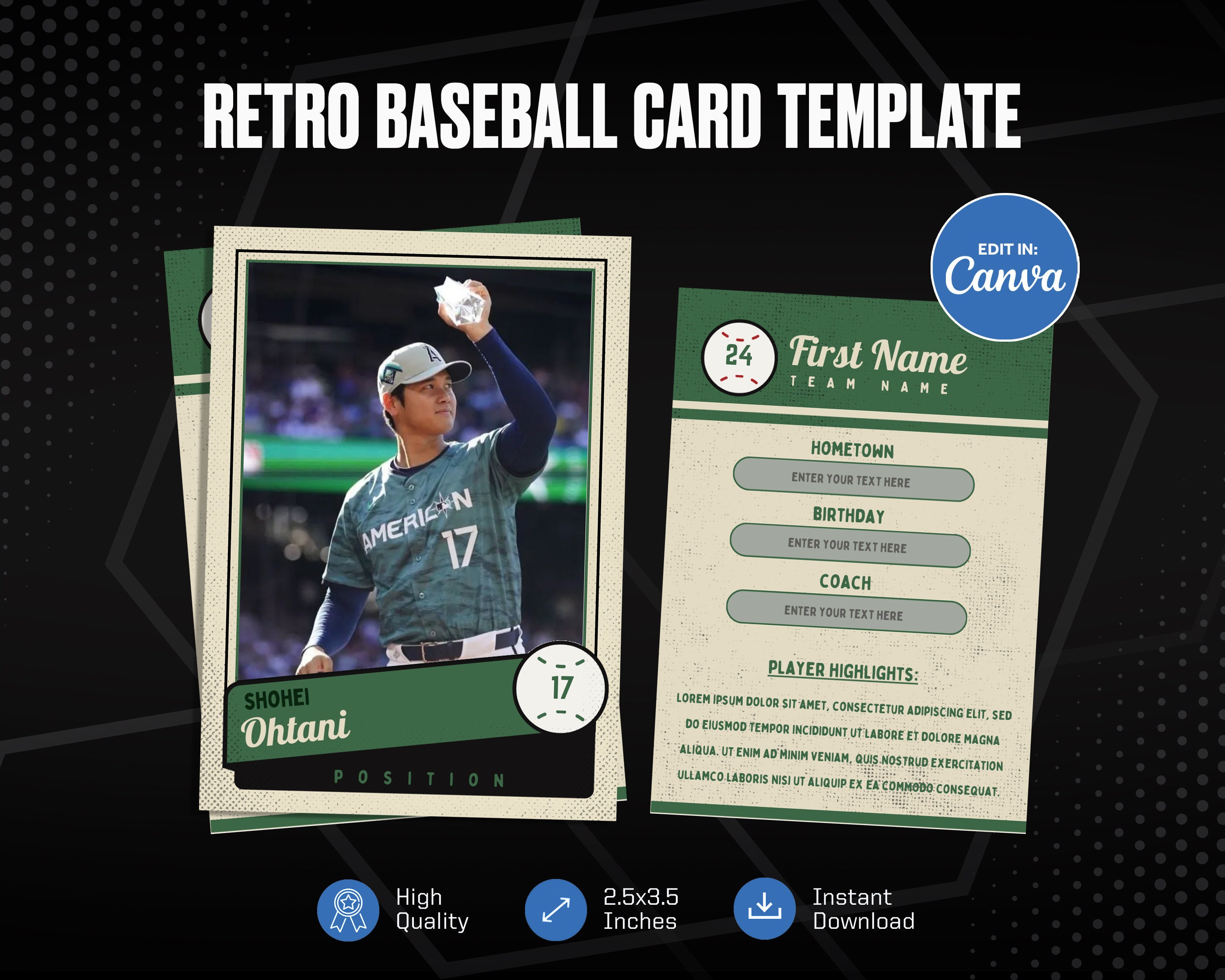 Retro Baseball Card Canva Template, Create Your Own Customizable Sports ...